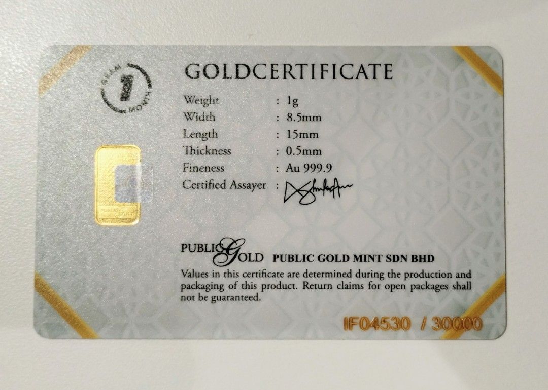 1g Public Gold Bar Jamadil Akhir Bullion Coin Dinar Dirham mini tulen ...