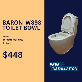 FREE INSTALLATION Baron W898 Rimless Tornado Vortex flushing Toiletbowl ...