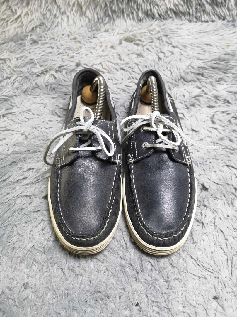 Black Leather Top Sider, Men's Fashion, Footwear, Sneakers on Carousell