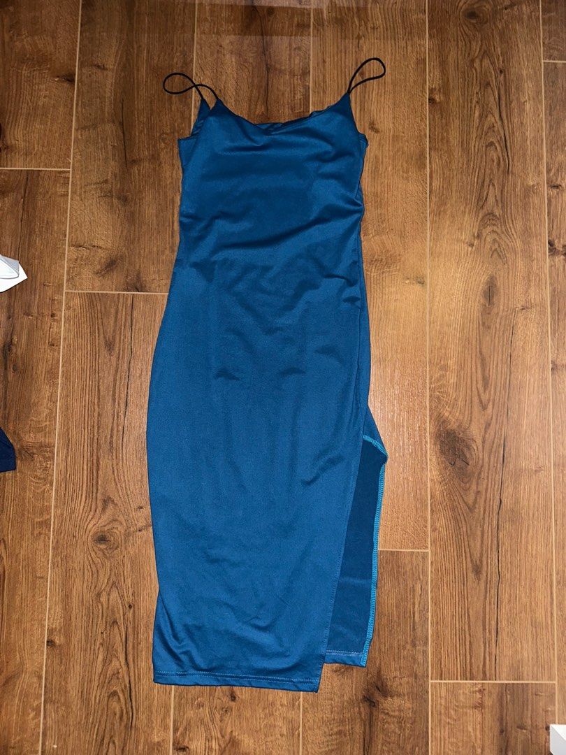 Blue slit cut dress, Women's Fashion, Dresses & Sets, Dresses on Carousell