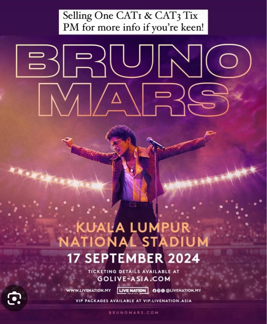 BRUNO MARS CAT 1 A11 Section. LAST CALL, Tickets & Vouchers, Event ...