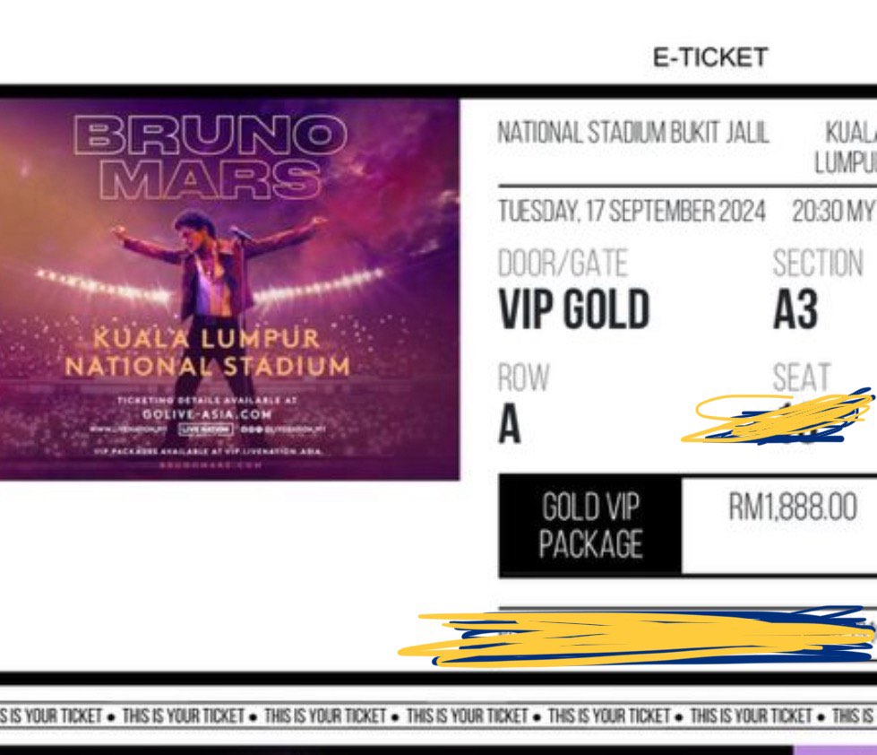 Bruno Mars VIP Row A, Tickets & Vouchers, Event Tickets on Carousell