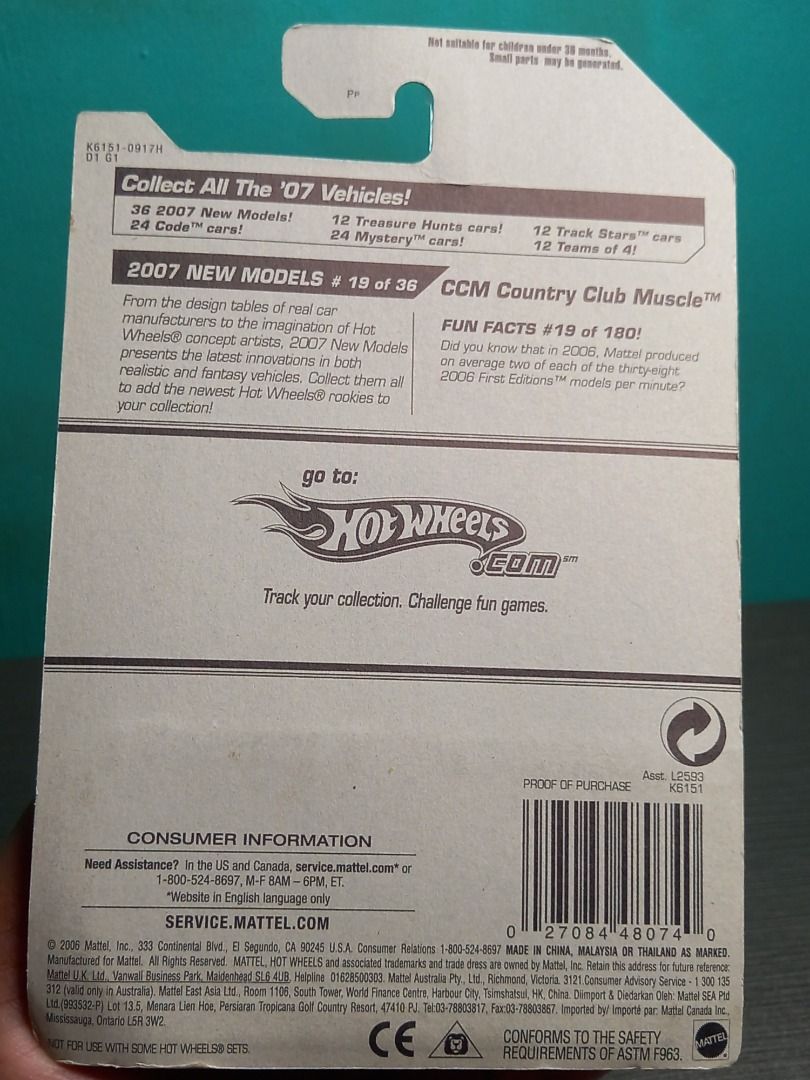 "CCM Country Club Muscle" 2007 New Models Mattel Hot Wheels, Hobbies ...