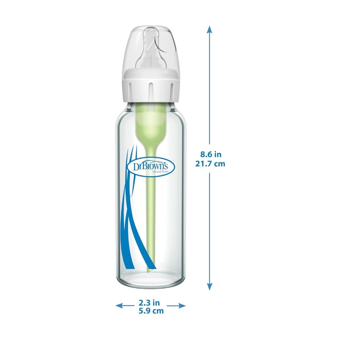 Dr. Brown's Natural Flow Anti-Colic Options+ Narrow Glass Baby Bottle 8 ...