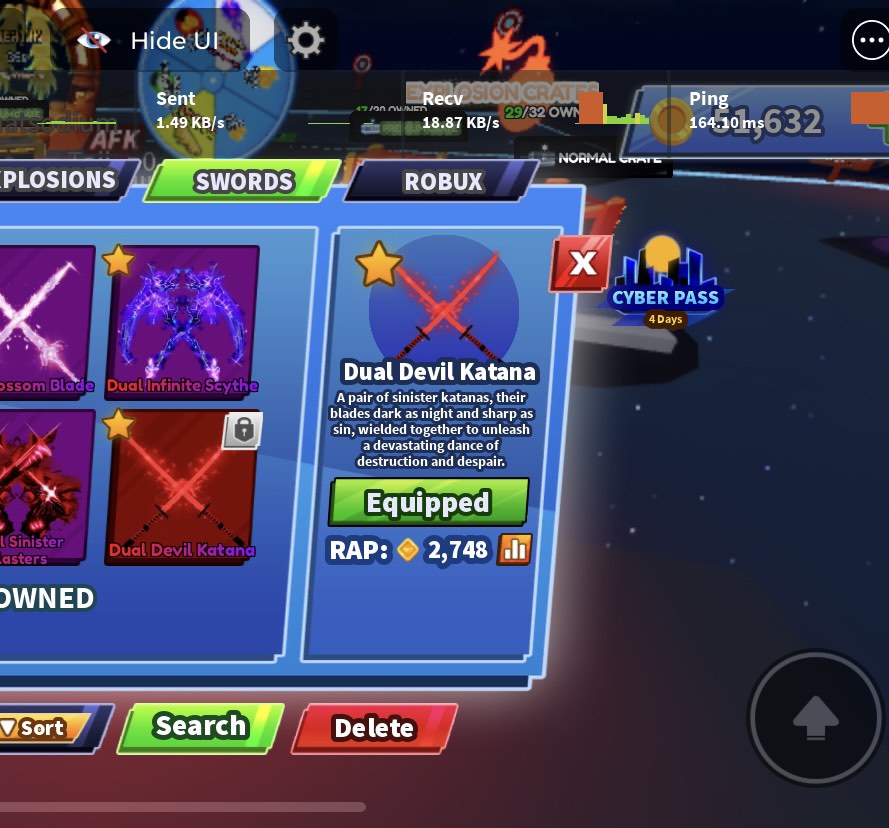 DUAL DEVIL KATANA BLADE BALL, Video Gaming, Video Games, Others on Carousell