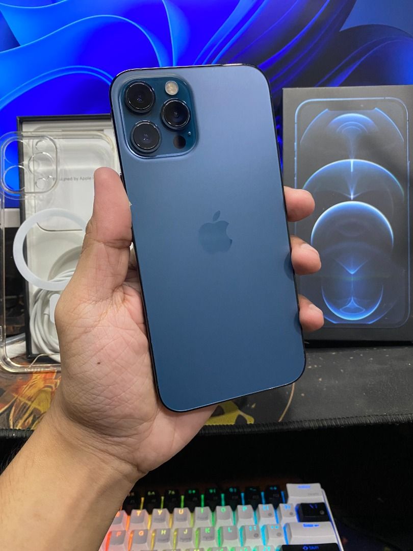 iPhone 12 Pro Max 128GB Pacific Blue 5G Factory Unlocked, Mobile Phones ...