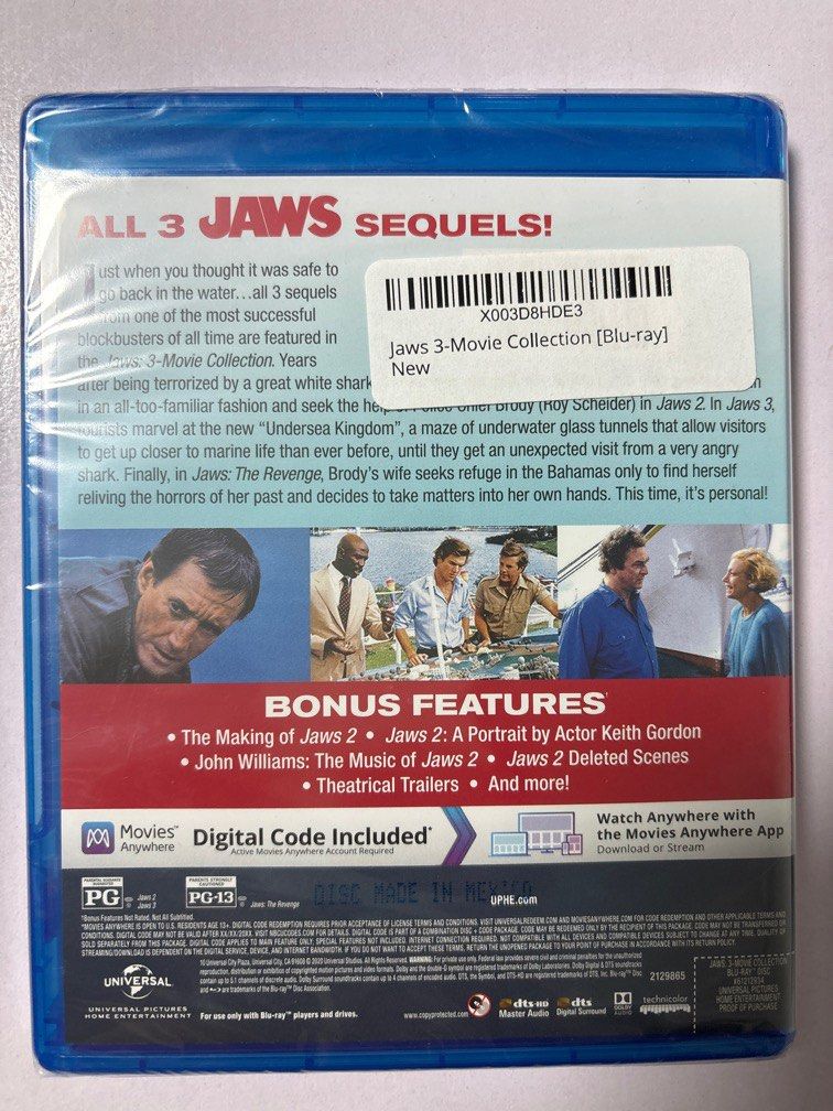 Jaws 1 to 3 Blu-ray Movie Collection, Hobbies & Toys, Music & Media ...