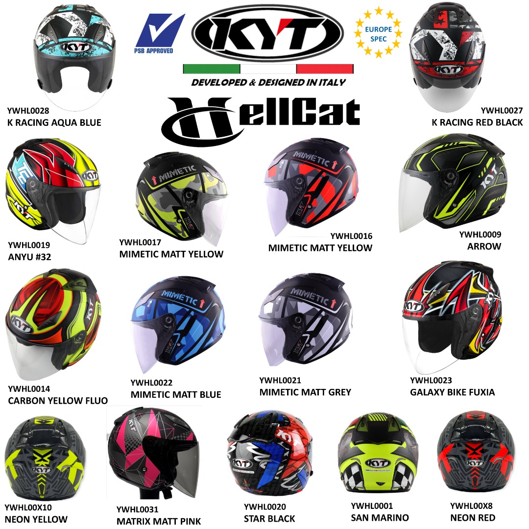 KYT Hellcat Helmet | PSB Approved Open Face helmet | Motorparts Asia ...