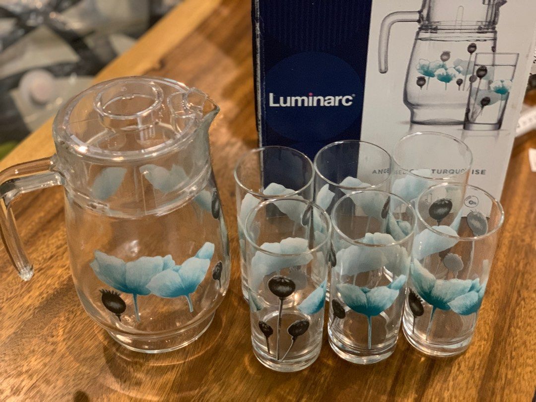 Luminarc Glass & Jug 7pc Set, Furniture & Home Living, Kitchenware ...
