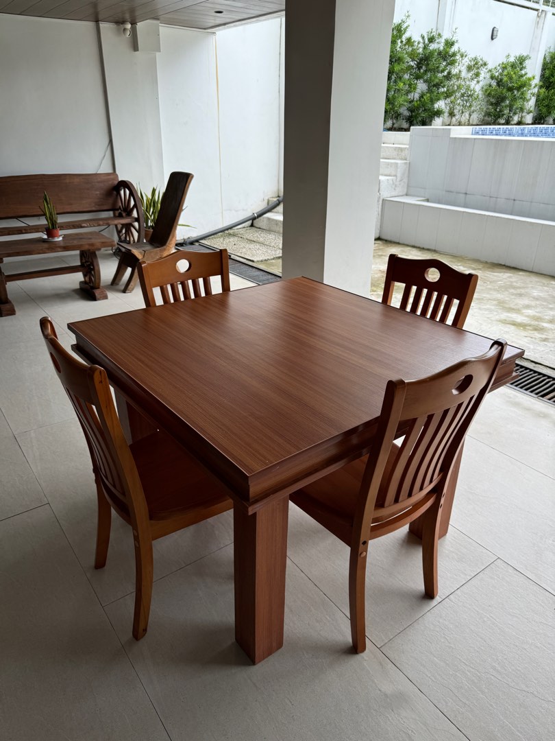 Malaysian solid wood 4 seater table set, Furniture & Home Living, Furniture, Tables & Sets on ...
