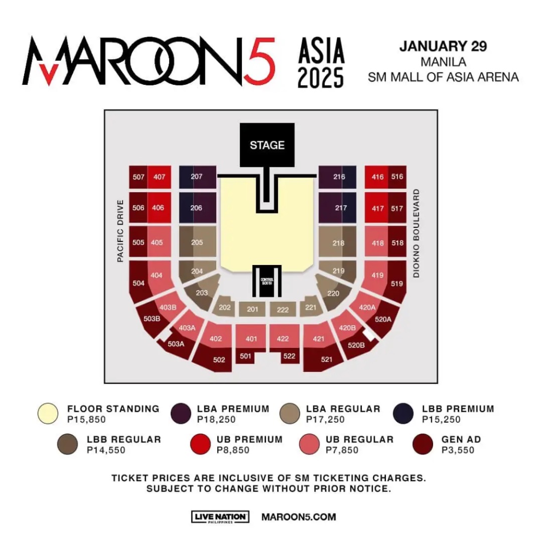 Maroon 5 Manila Concert Ticket, Tickets & Vouchers, Event Tickets on ...