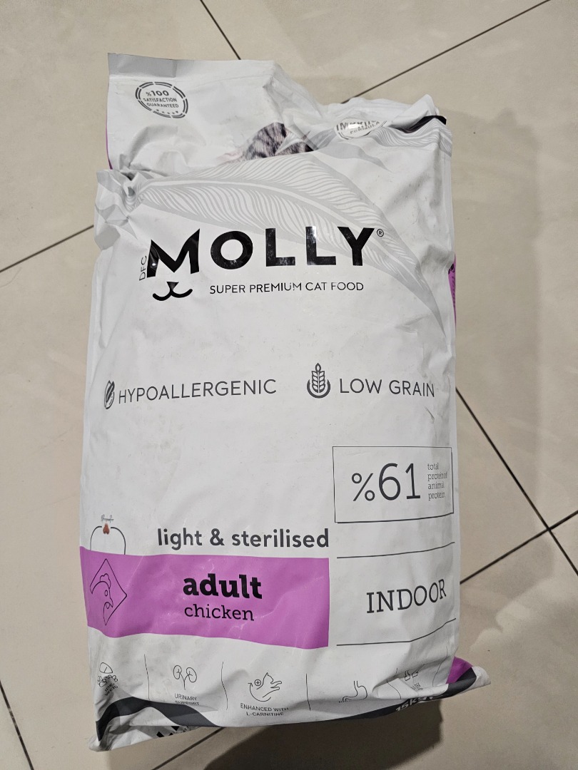 Molly Cat Food - Indoor adult chicken 15kg pack, Pet Supplies, Pet Food ...