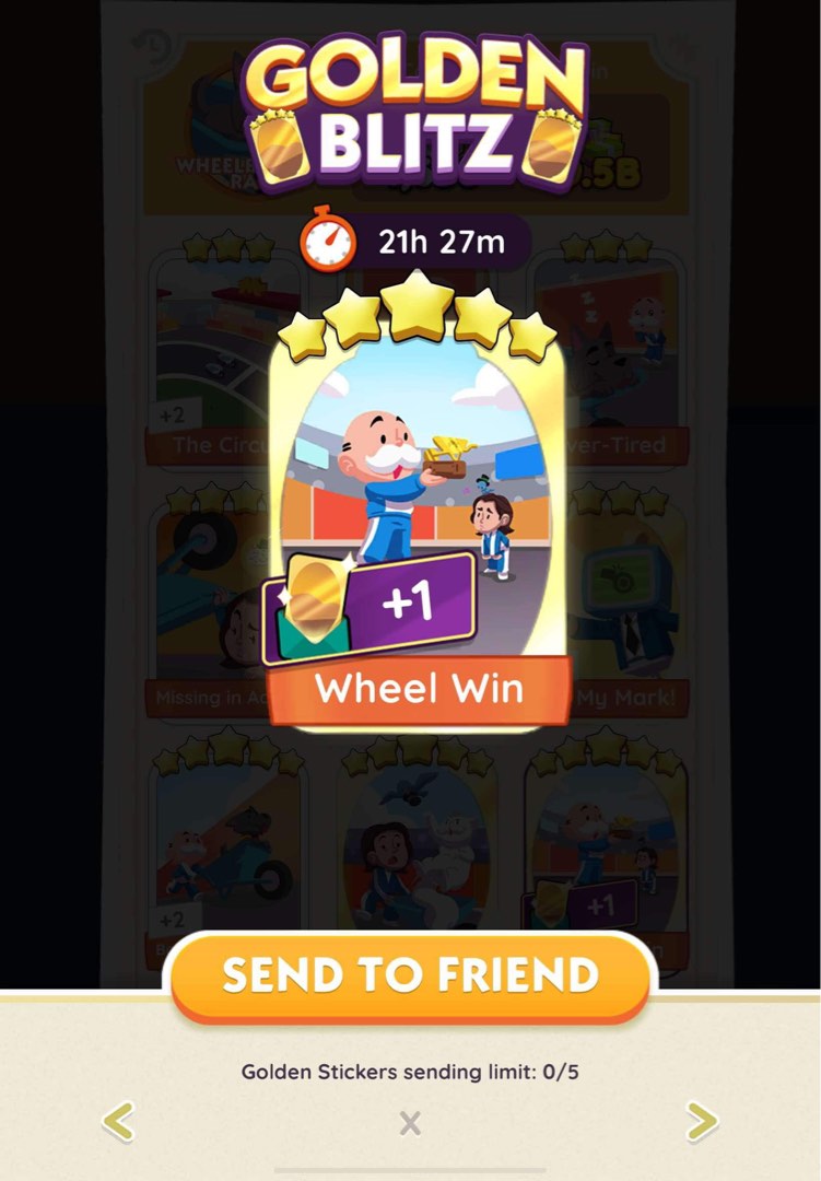 Monopoly GO 5⭐️ Gold Card - Wheel Win (LAST), Video Gaming, Gaming ...