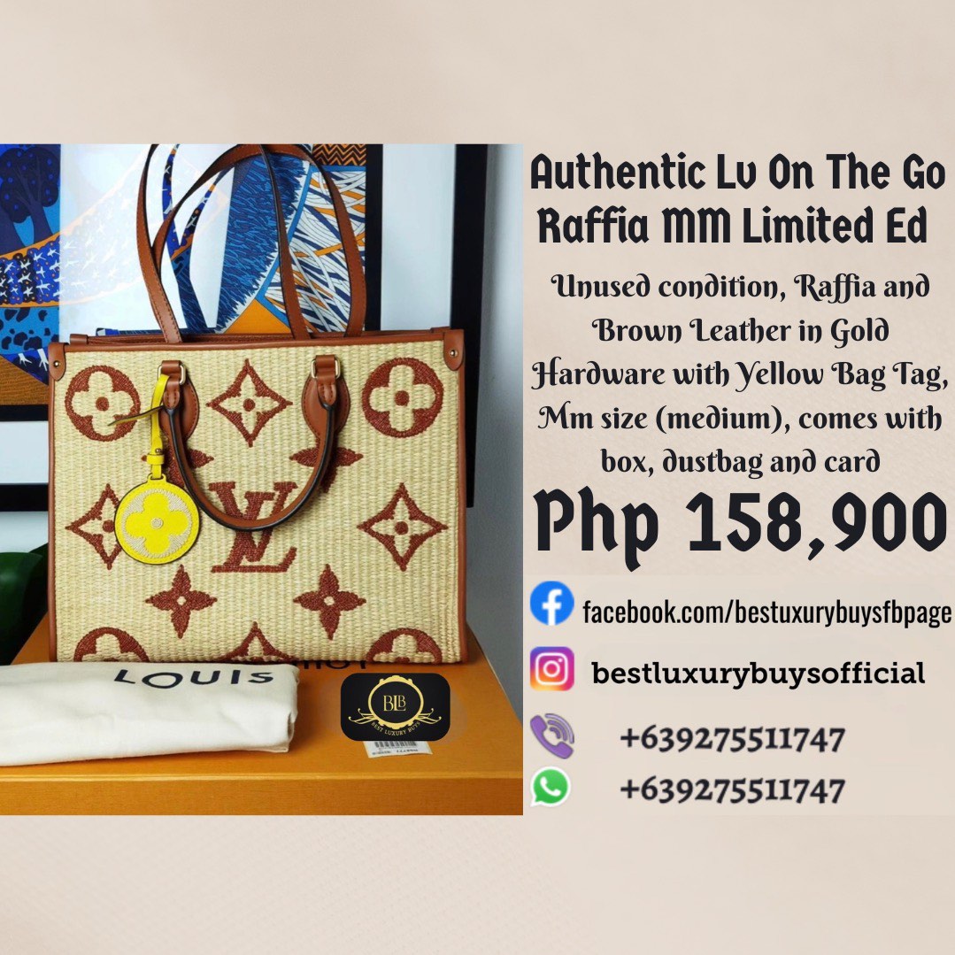 New Authentic Louis Vuitton Lv On The Go Raffia MM Limited Edition Two ...
