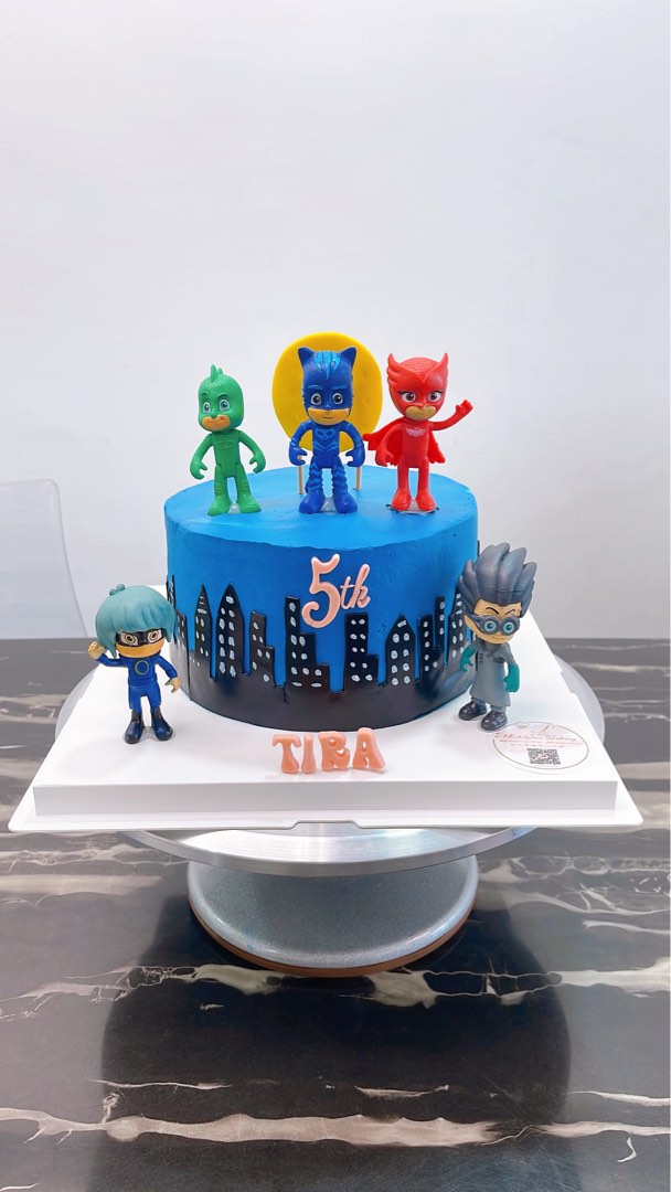PJ mask themed birthday cake, Food & Drinks, Homemade Bakes on Carousell