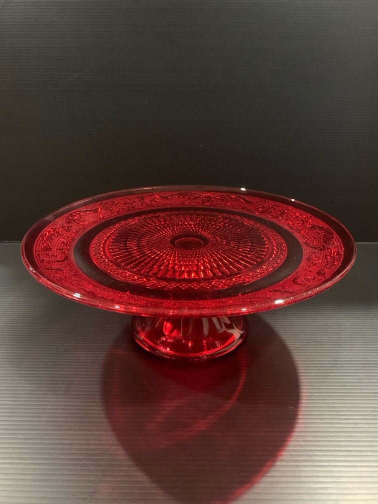 Laura Ashley Red Glass Cake Display Stand, Furniture & Home Living ...