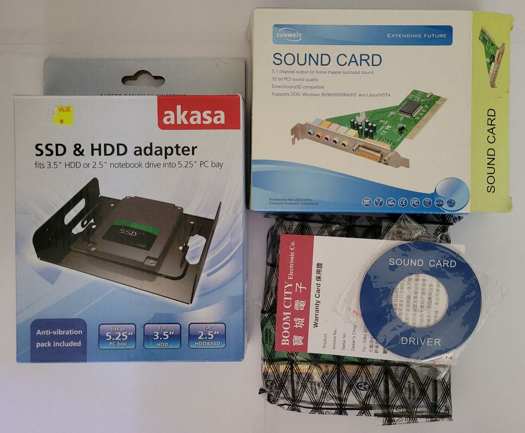 SATA 固態SSD 架 & PCI SOUND CARD 聲效卡, 電腦＆科技, 電腦周邊及配件, 其他 - Carousell