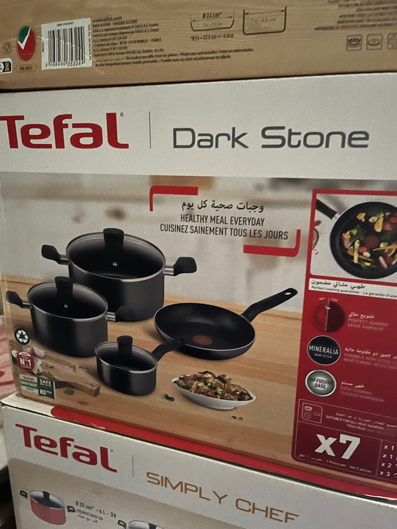 Tefal dark stone edition 7pcs set, Furniture & Home Living, Kitchenware ...