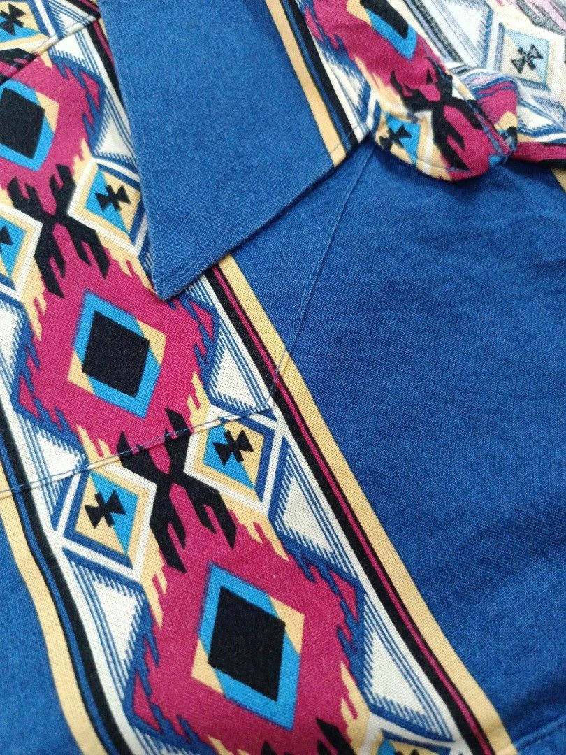 VINTAGE WRANGLER AZTEC WESTERN SHIRT, Men's Fashion, Tops & Sets ...