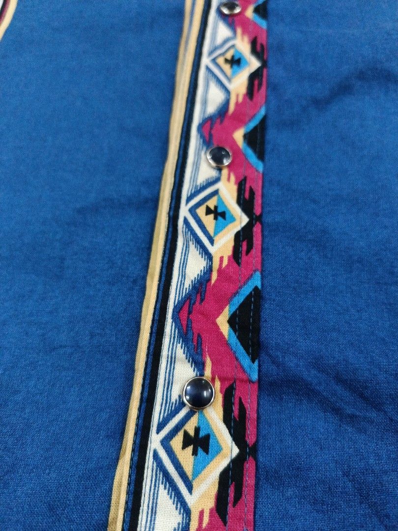 VINTAGE WRANGLER AZTEC WESTERN SHIRT, Men's Fashion, Tops & Sets ...