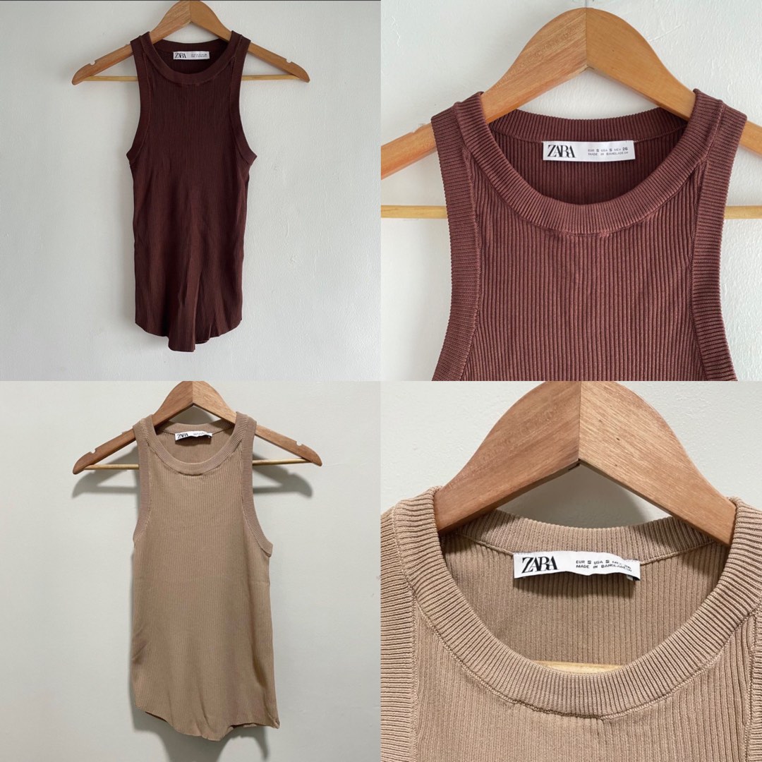 Zara Ribbed Top Bundle, Women's Fashion, Tops, Sleeveless on Carousell