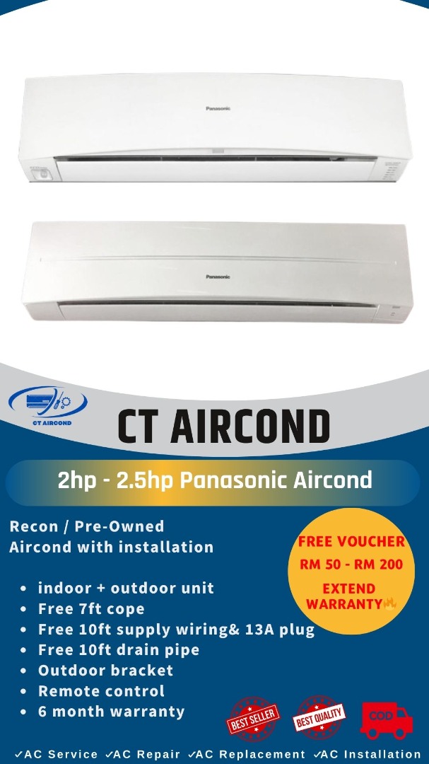 2hp - 2.5hp Panasonic Aircond, TV & Home Appliances, Air Conditioners ...