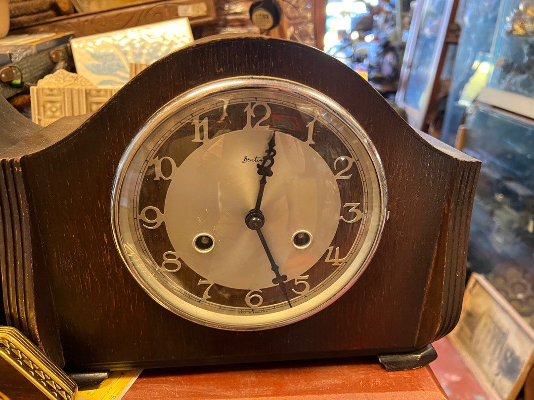 Antique vintage mauthe art decor classic table clock two holes England ...