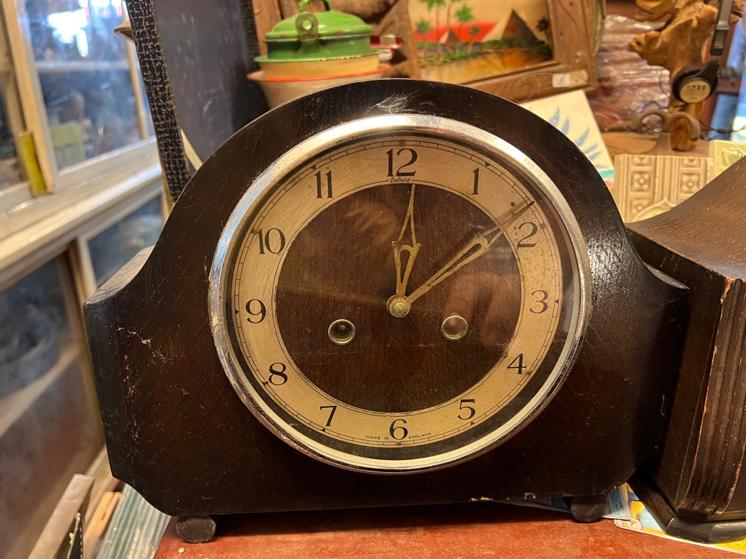 Antique vintage mauthe art decor classic table clock two holes England ...