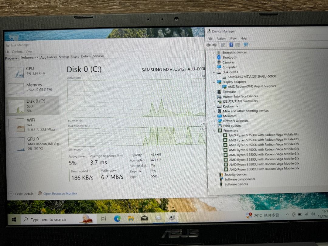ASUS 商務筆電 型號：M409D（R5-3500U DDR4 Ram 24GB 512GB SSD 14吋 ）文書上網筆電 ...