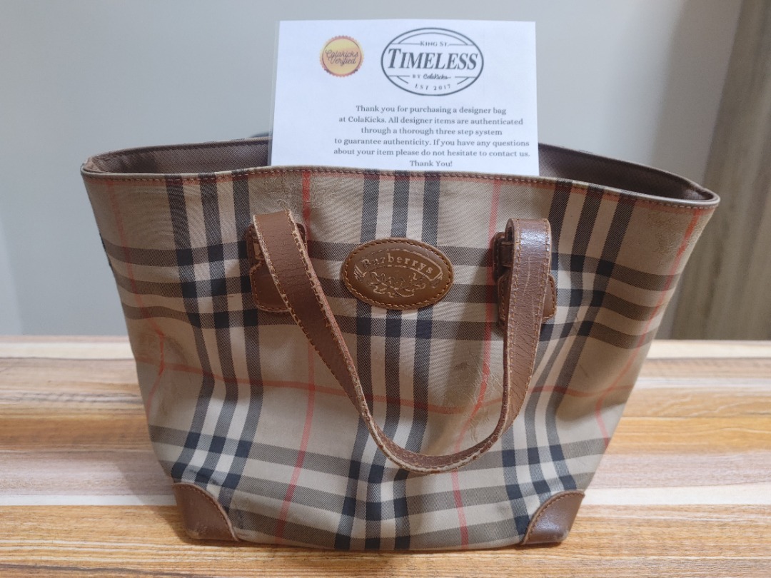 Burberry Nova Check Pattern Logo Embossed Tote Bag (Vintage), Luxury ...