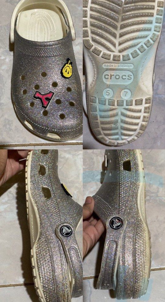glitter silver crocs