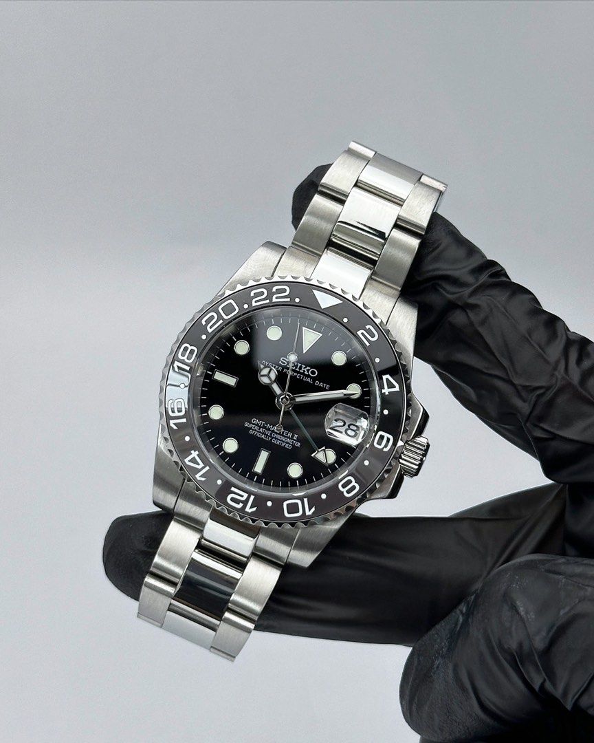 Custom Seiko Mod 40mm Bruce Wayne GMT-Master II on Oyster bracelet ...