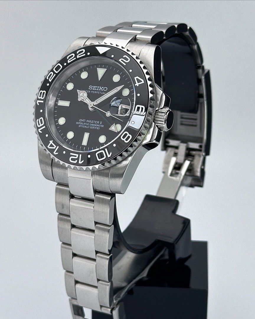 Custom Seiko Mod 40mm Bruce Wayne GMT-Master II on Oyster bracelet ...
