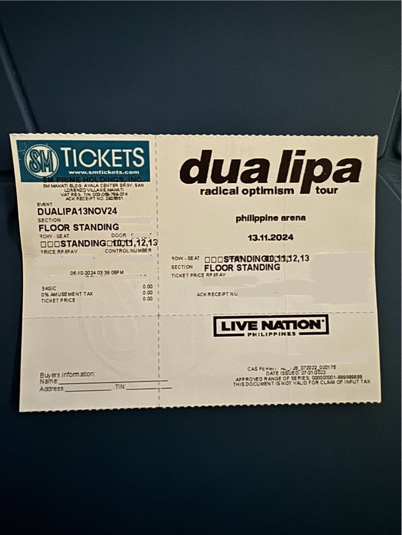 DUA LIPA FLOOR STANDING, Tickets & Vouchers, Event Tickets on Carousell