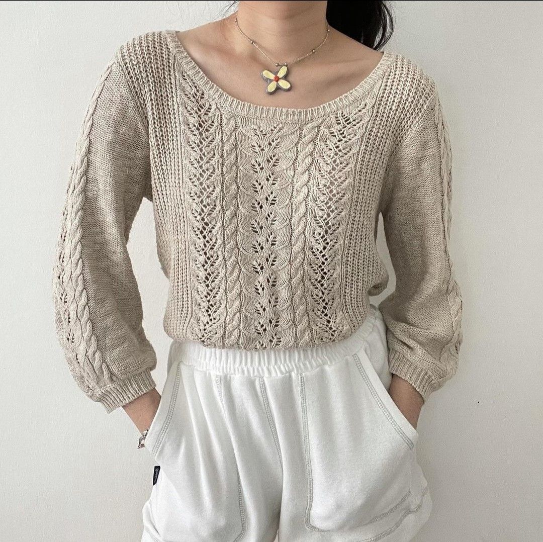 Earth Music & Ecology Red Label Beige Knitted Sweater - cottagecore ...