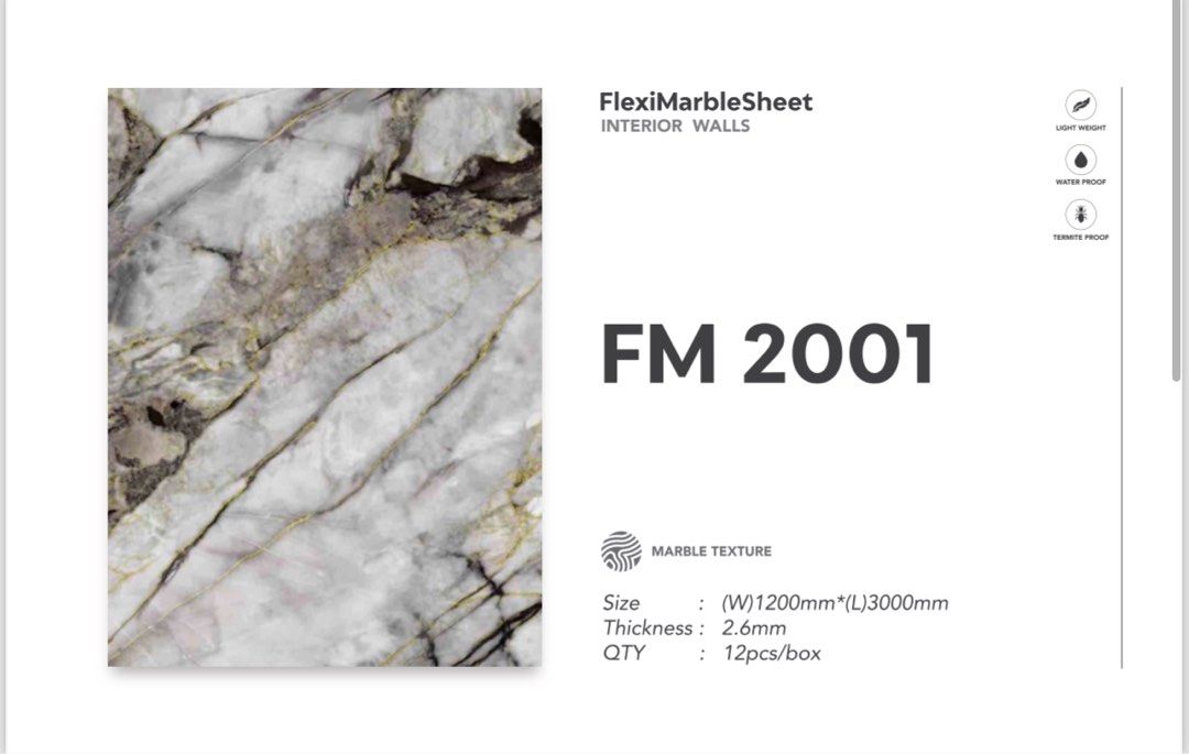 Flexi Marble Sheet (gold line) 013-2806666, Furniture & Home Living ...