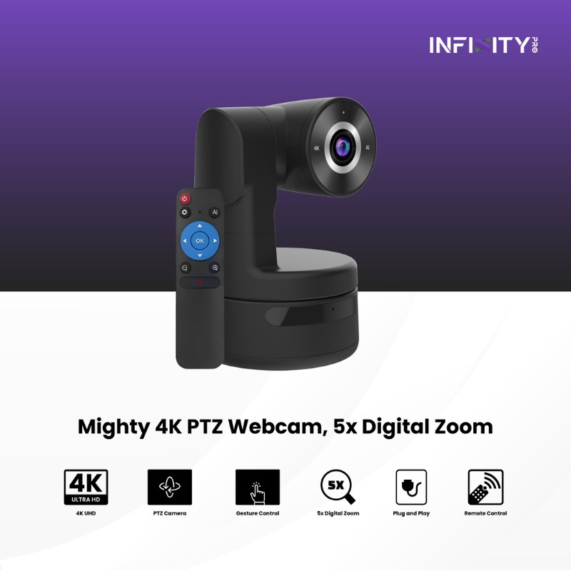 InfinityPro Mighty 4K PTZ Webcam 5 x Digital Zoom, Computers & Tech ...