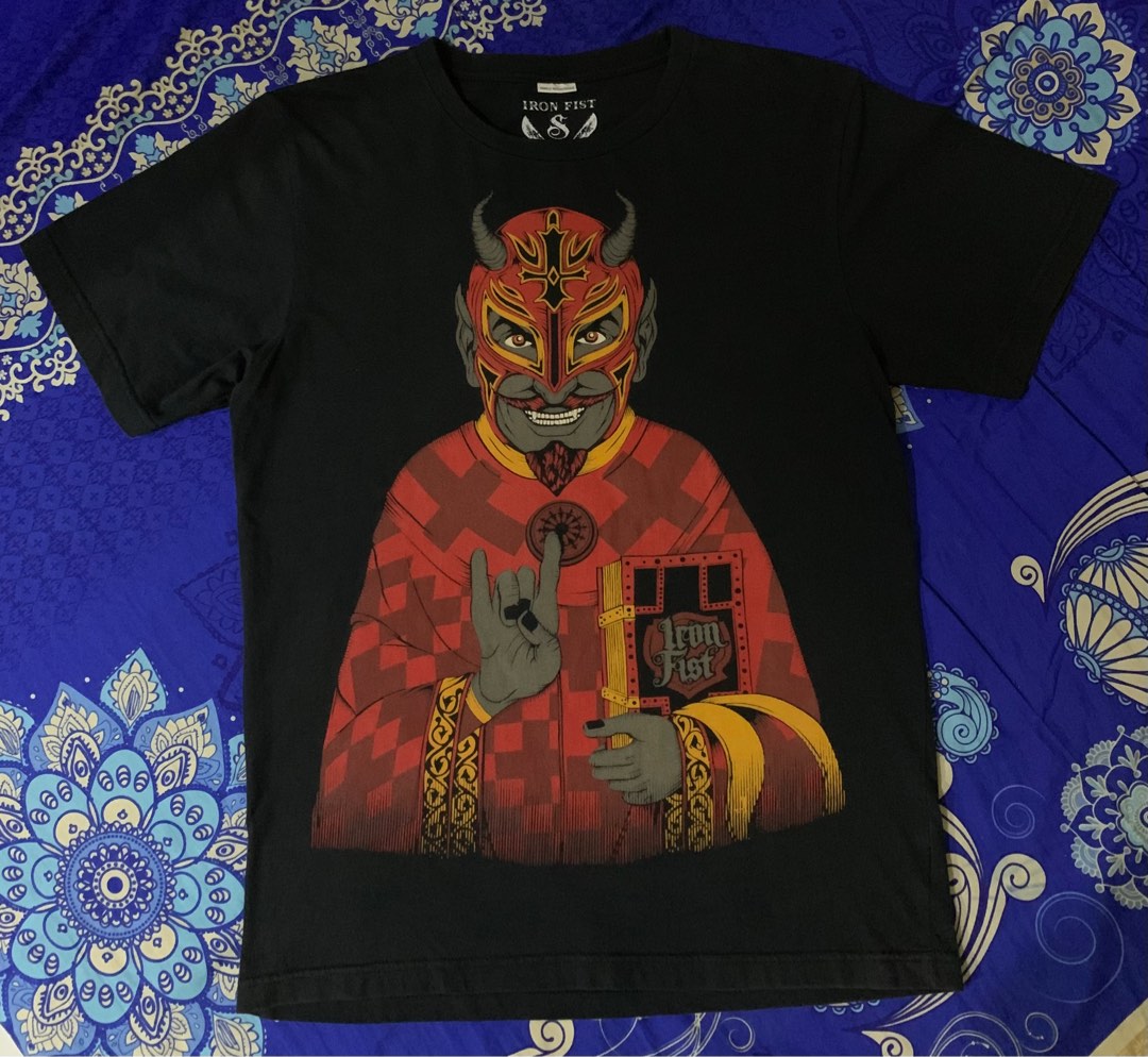 Iron Fist Devil Lucifer , Fesyen Pria, Pakaian , Atasan di Carousell