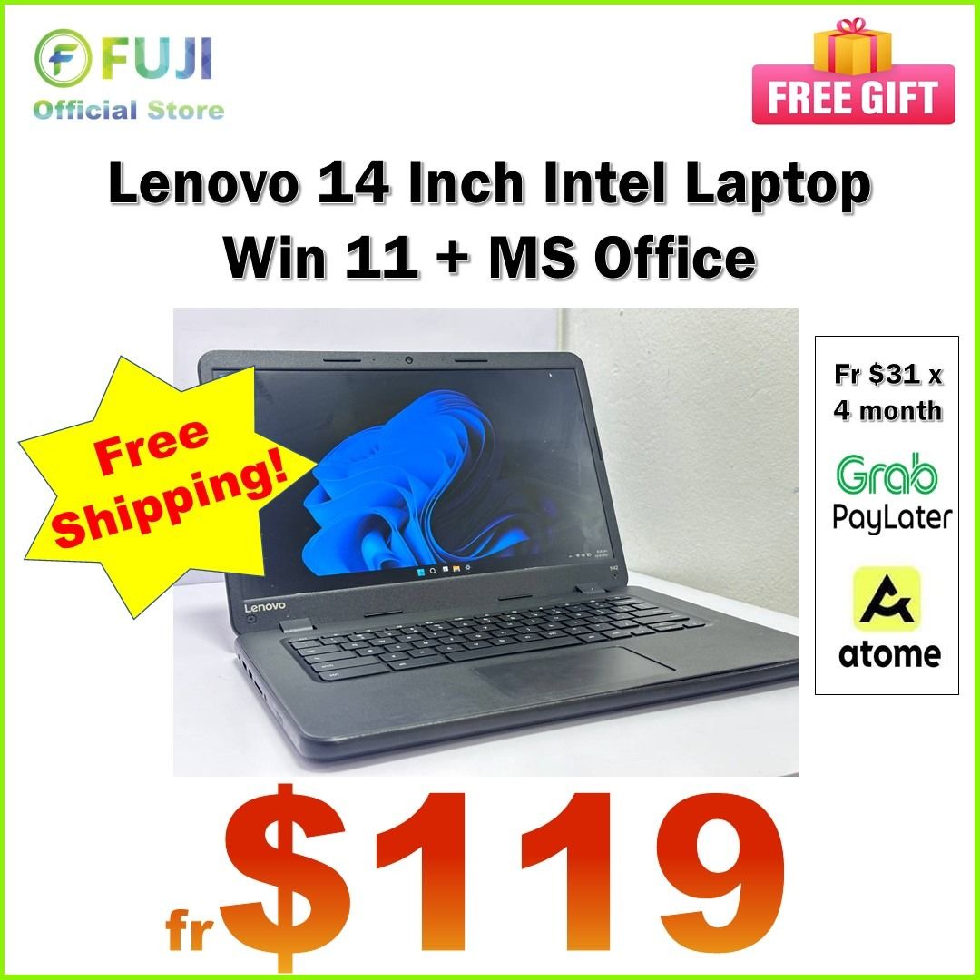 Lenovo 14 Inch Intel Win 11 Laptop - Windows 11 + MS Office - Lightweight & Large Screen Model ...