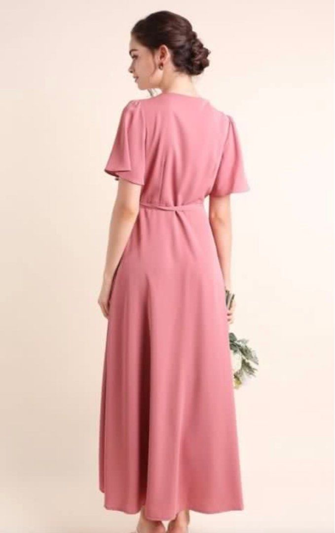 MADEBYNM AUBRIANNE RUFFLED WRAP-TIE MAXI DRESS IN ROSEWOOD, Women's ...