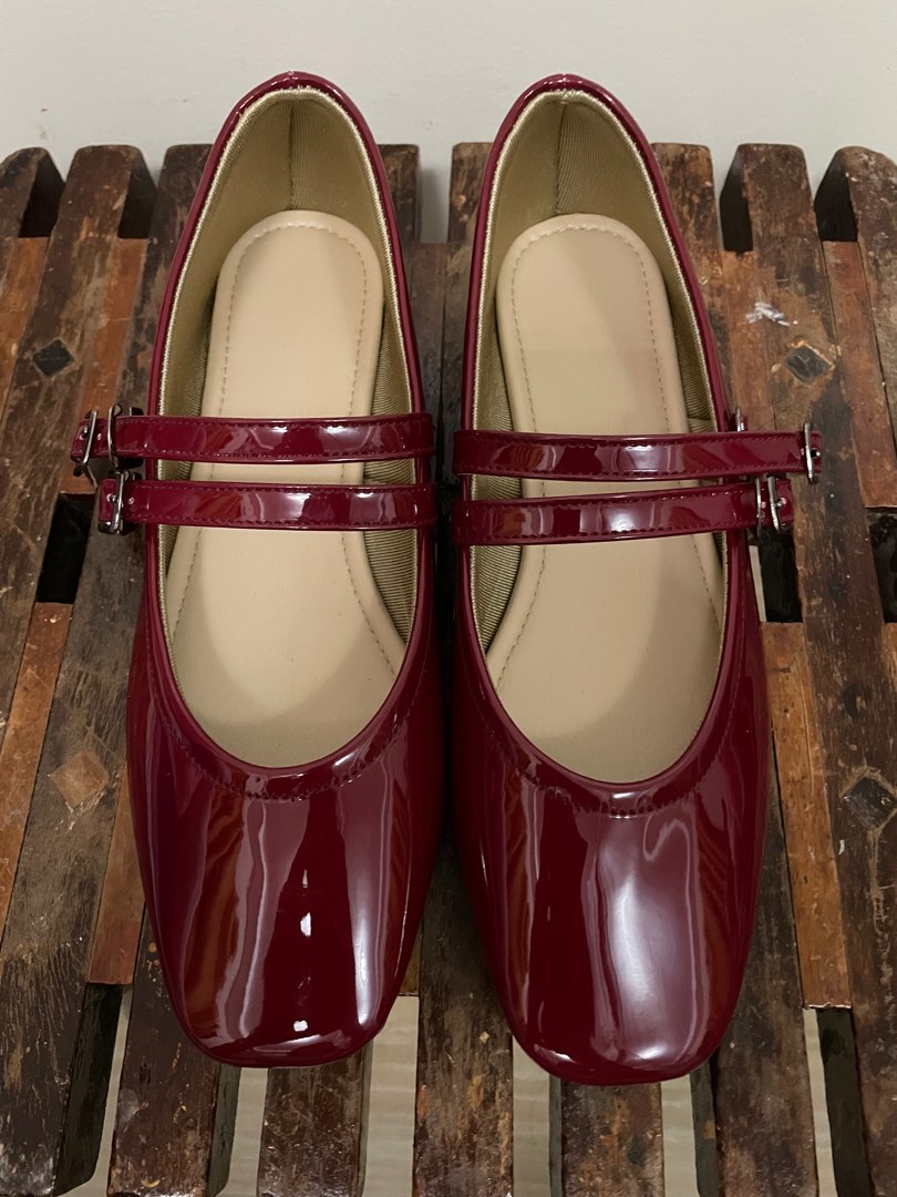 Mary Jane Red Shoes - Marikina Made, Women's Fashion, Footwear, Flats ...