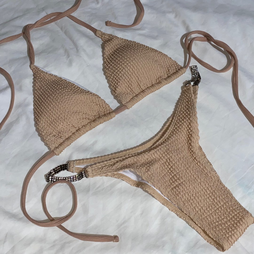 Neutral Color Triangle Bikini, Women's Fashion, Swimwear, Bikinis ...