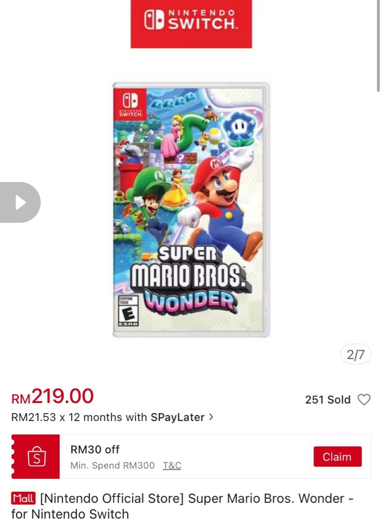 Nintendo Super Mario Bros. Wonder SEALED, Video Gaming, Video Games ...