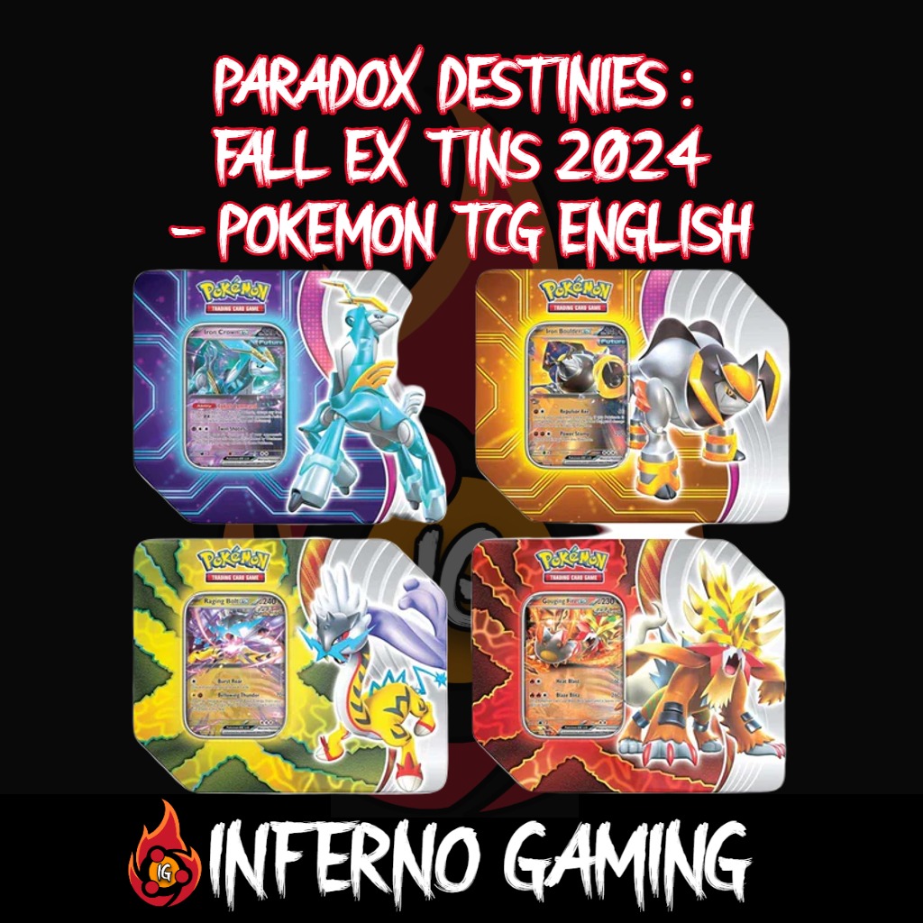 Paradox Destinies Fall Ex Tins (BIG) 2024 Pokemon English TCG, Hobbies ...