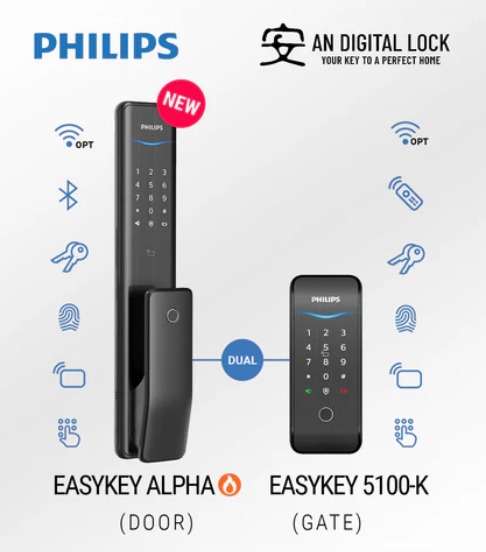 Philips Bundle Promo - Philips Alpha (Door Lock) + EK5100K (Gate Lock ...