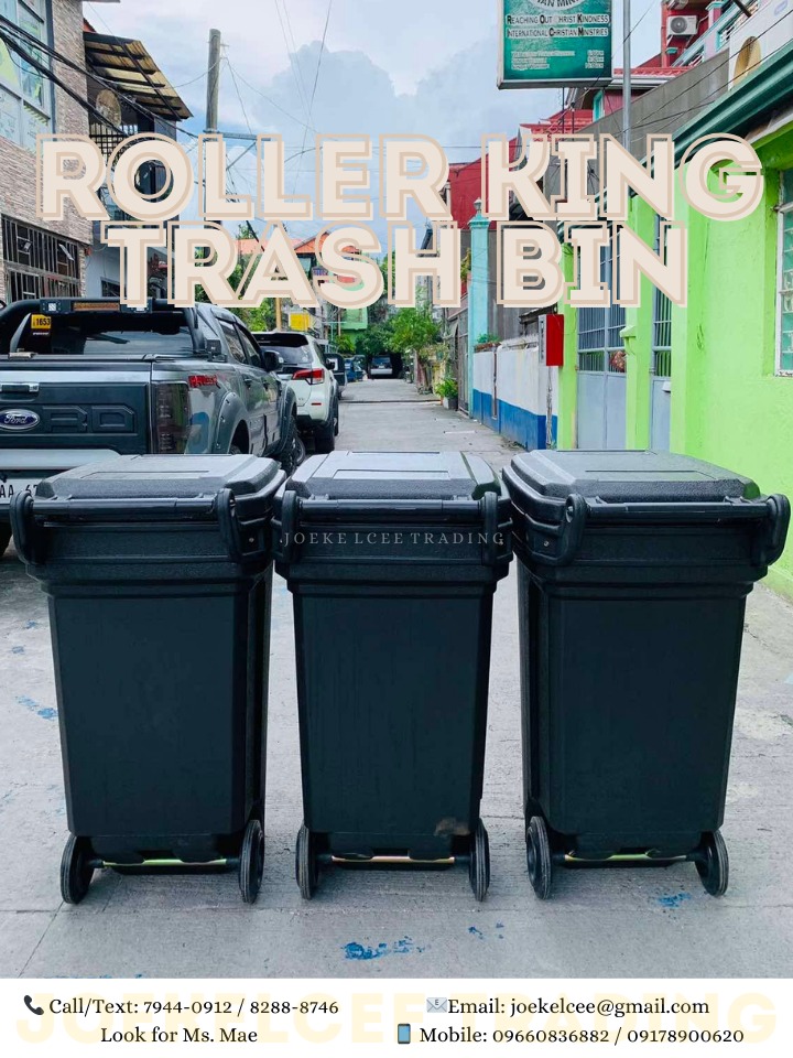 ROLLER KING TRASH BIN W/ WHEELS, Furniture & Home Living, Cleaning ...