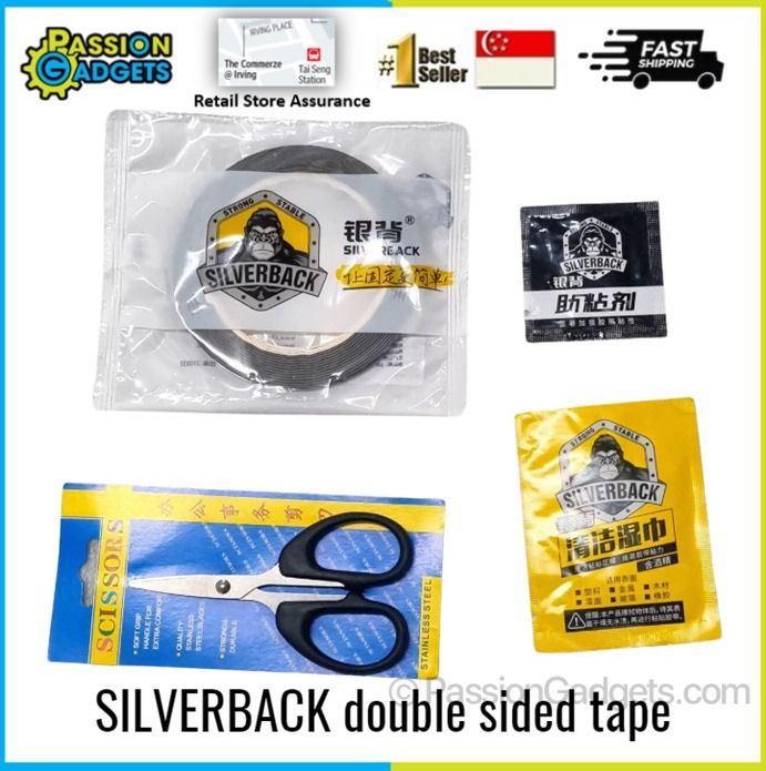 Silverback Strong Double Sided Adhesive Tape High-Viscosity Non-marking ...