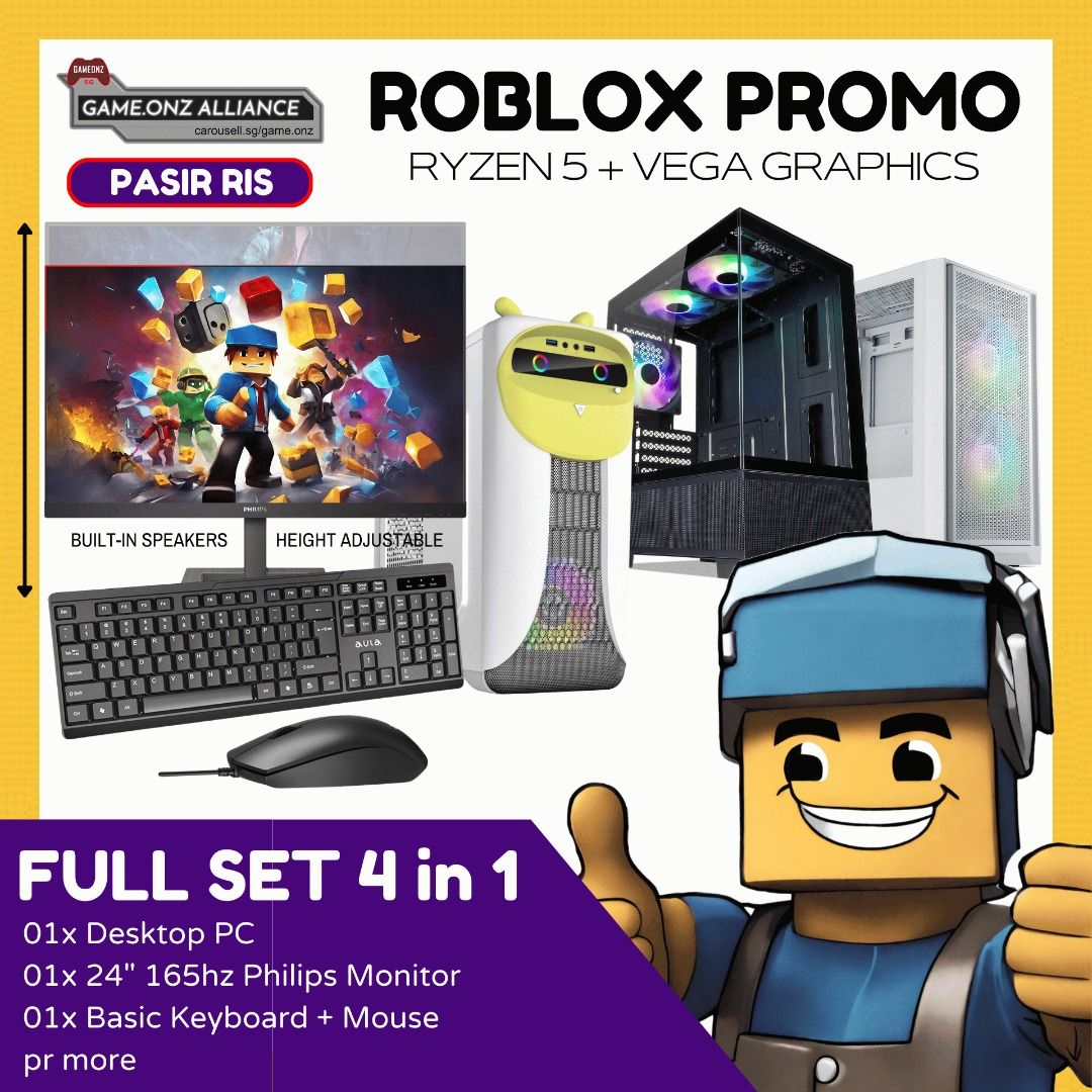 ULTIMATE ROBLOX BUNDLE FULL SET| Gaming PC + 165hz Gaming Monitor ...