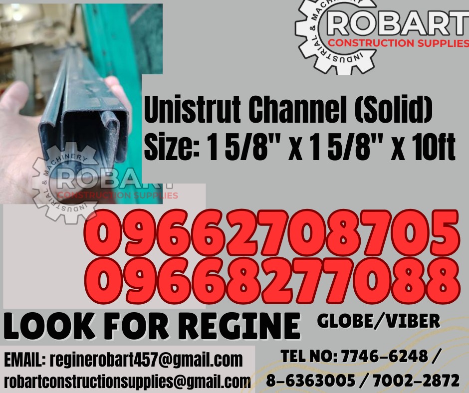 Unistrut Channel (Solid) Size: 1 5/8" x 1 5/8" x 10ft, Commercial ...