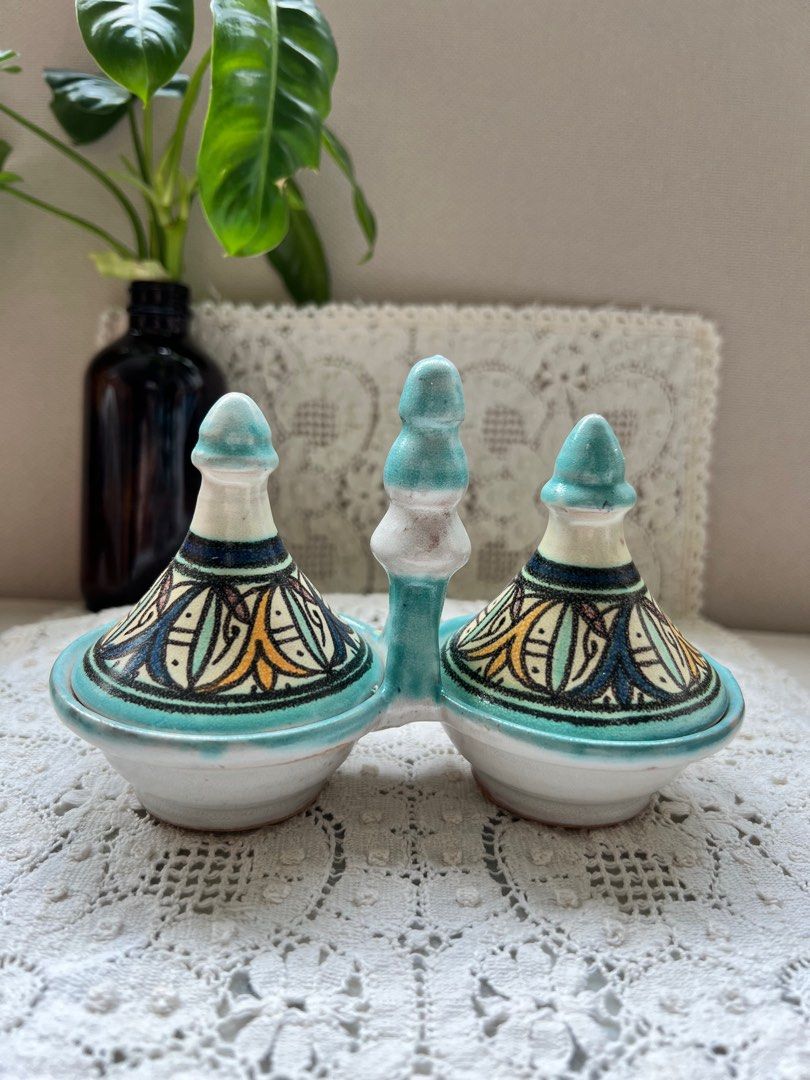 Vintage,Moroccan Herb Pots,Safi Pottery,Salt Pot,Salt And Pepper Pots ...